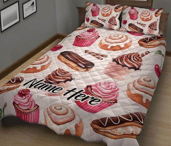 Personalized Baking Baker Pink Cake Cupcake 3-Piece Quilt Bedding Set ...