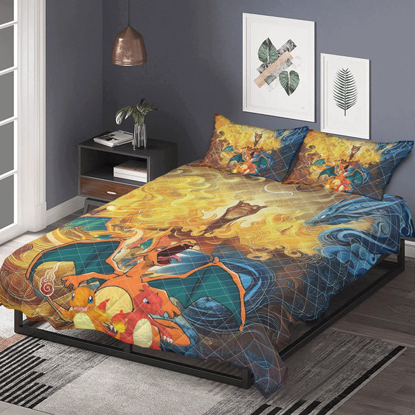 Charizard Mega Y Quilt Set - Personalized 3-Piece Quilt Bedding Set for ...