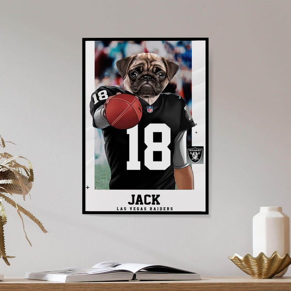 Custom Face & Name Las Vegas Raiders Dog Boy Pet Photo Canvas Poster ...