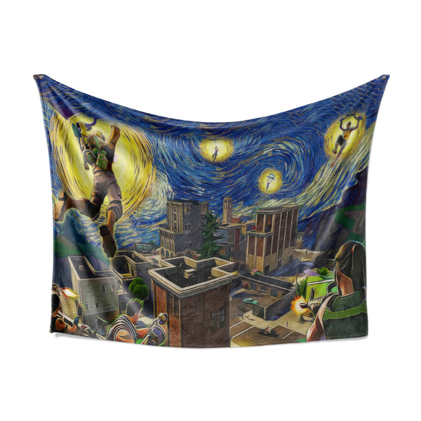 Fortnite Starry Night Tilted Towers Personalized Blanket Gift – Amor ...