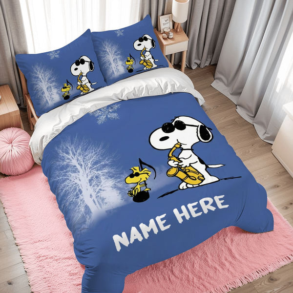 Snoopy Blue Bedding Set – Cute Cartoon Snoopy Comforter Cover, Funny D ...