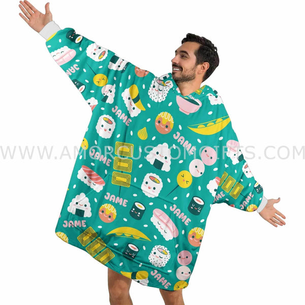 Personalized Japanese Food Sushi Snug Oversized Wearable Hoodie Blanke ...