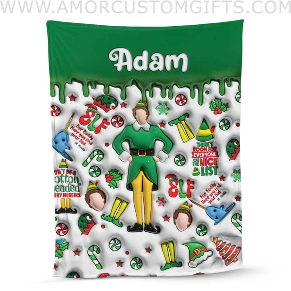 Custom Christmas Movie Elf Buddy 3D Glossy Personalized Blanket – Amor ...