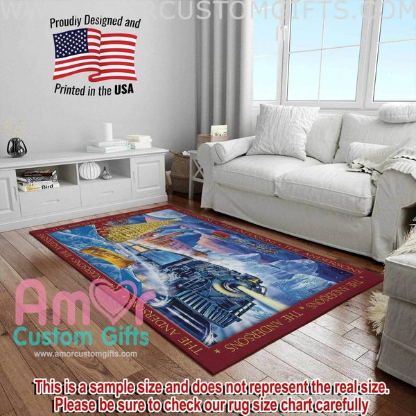 Custom Polar Express On Train Christmas Rugs | Christmas Polar Train On ...