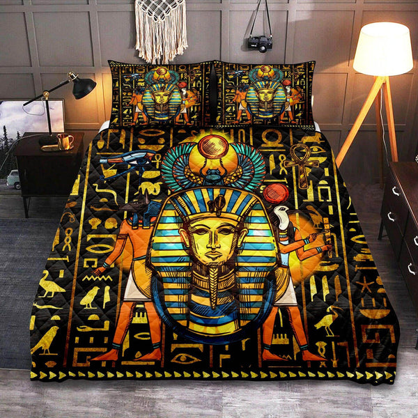 Egyptian Gods Quilt Set - Personalized 3-Piece Bedding Set with Vibrant ...