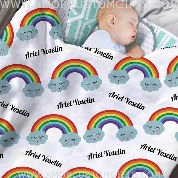 Personalized Baby Blankets for Boys with Name, Customized Rainbow Baby ...
