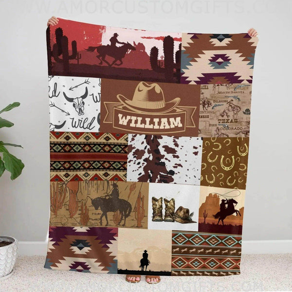 Personalized Name Western Baby Blanket, Cowboy Baby Blankets, Cowboy ...