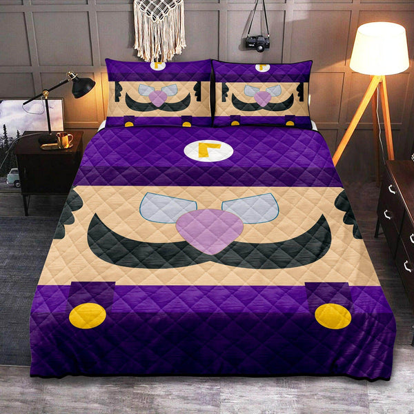 Waluigi Quilt Bedding – Personalized 3-Piece Purple Quilt Set | Mario ...