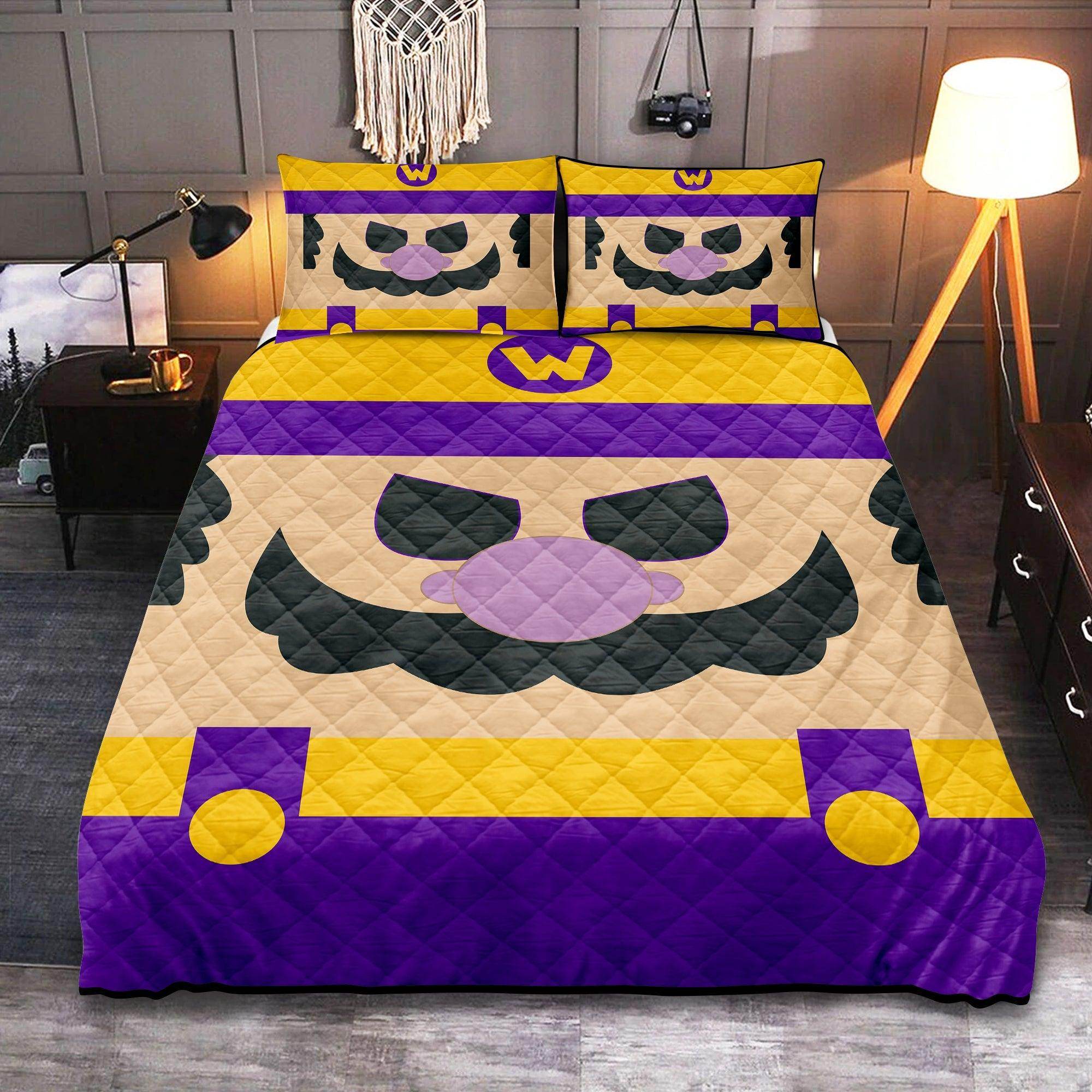 Mario Wario Quilt Set Personalized 3-Piece Quilt Bedding Set – Unique ...