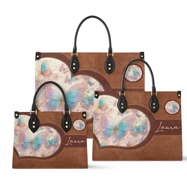 Personalized Leather Handbag Personalized Butterfly Fluttering Fantasy ...