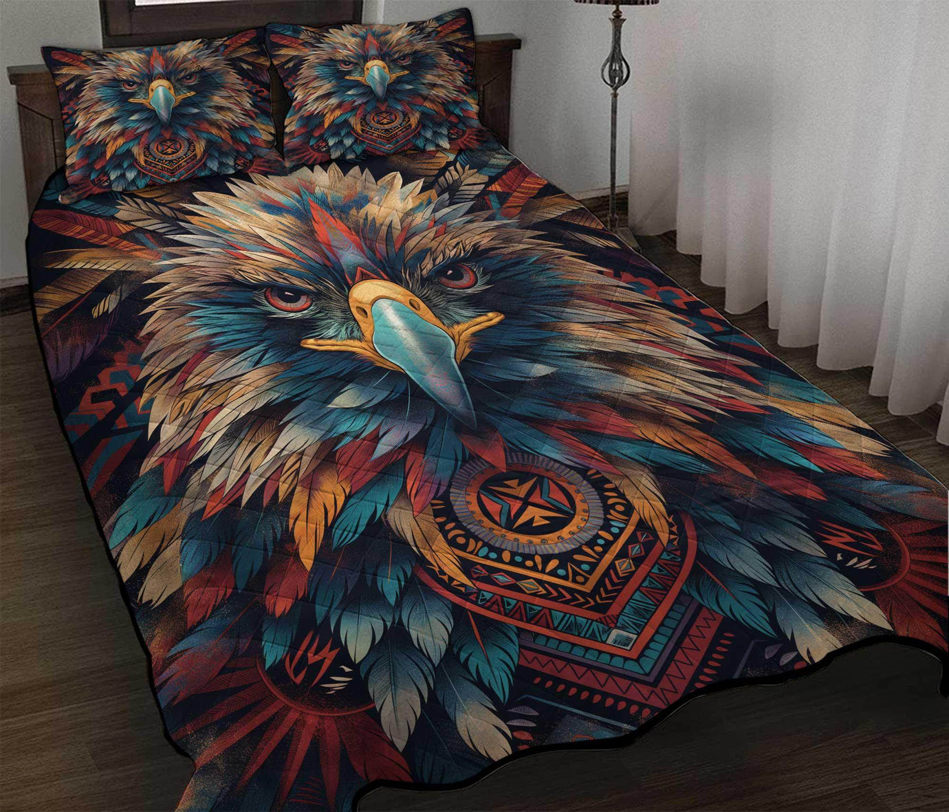 Eagle Quilt Bedding Set – Personalized 3-Piece Native American Boho ...