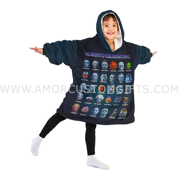 Personalized Halloween Horror Icons Masks Snug Oversized Wearable Hood ...