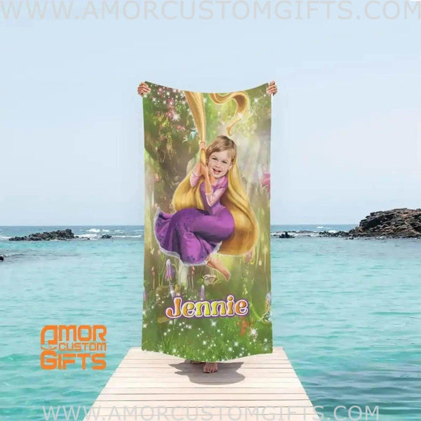 Personalized Summer Rapunzel Princess Beach Towel - Towels Beach ...