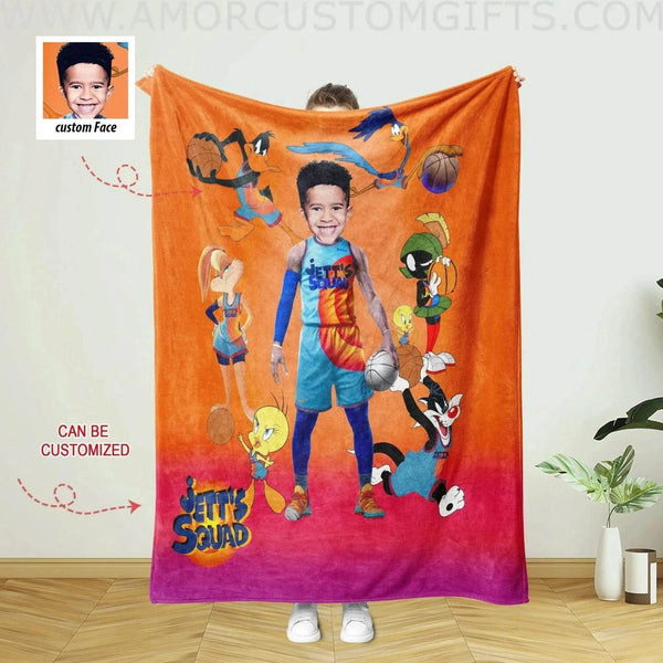 Personalized Tune Squad Boy Blanket | Custom Face & Name Boy Blanket ...