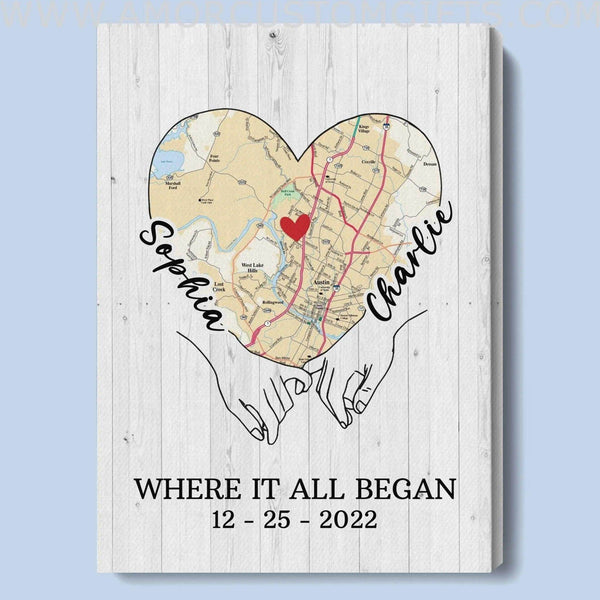 Personalized Valentine To My Wife - Custom Map & Name Poster Canvas ...
